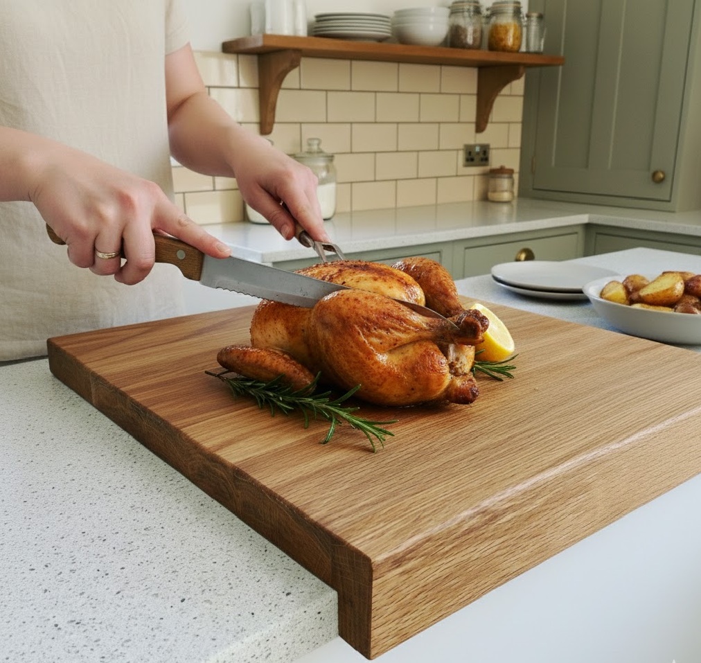 Personalized Oak Worktop Saver | Custom Edge-of-Counter Chopping Board ...