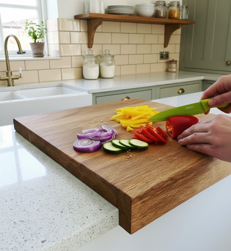 Personalized Oak Worktop Saver | Custom Edge-of-Counter Chopping Board ...